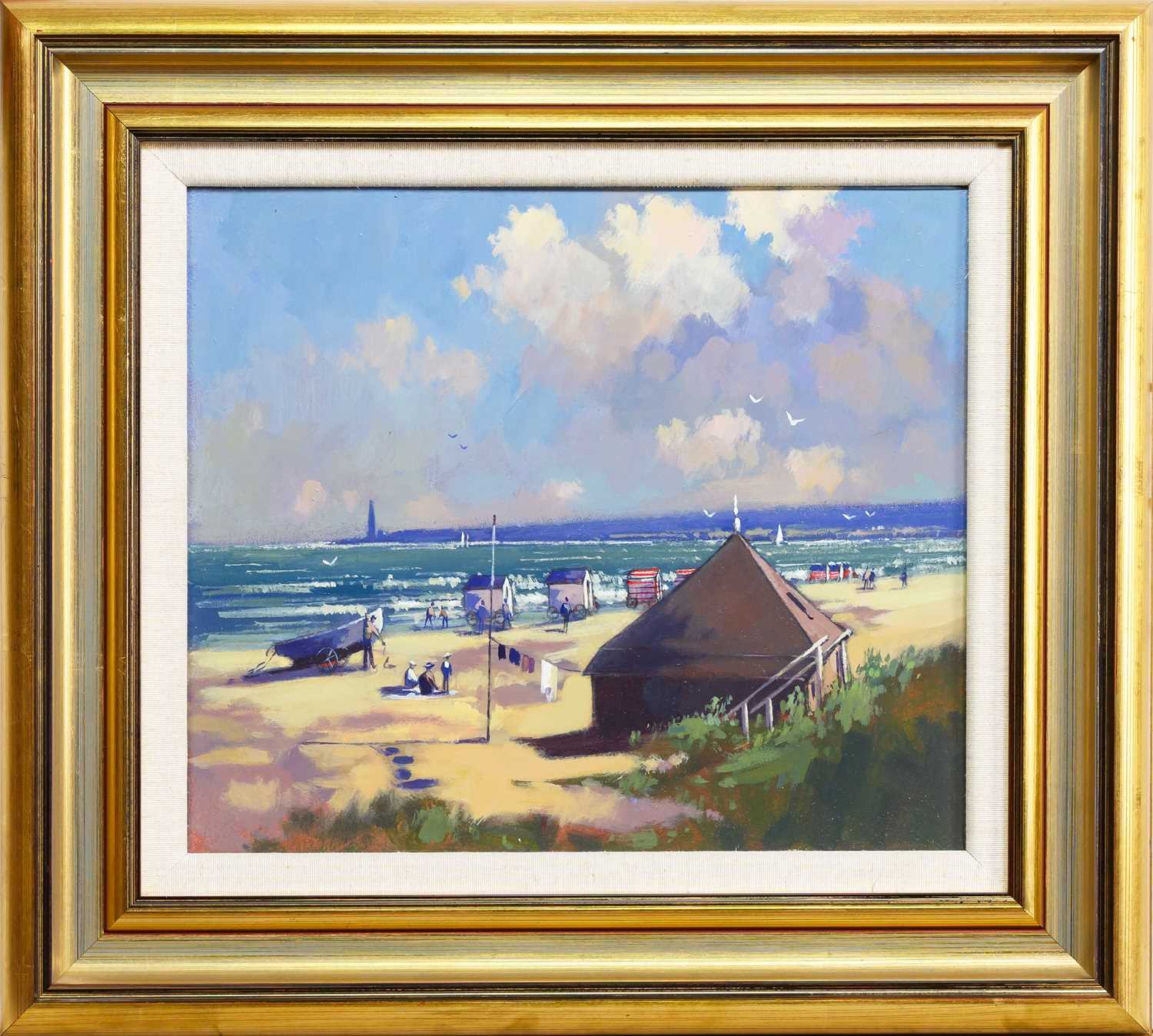 * JAMES ORR (SCOTTISH 1931 - 2019), MONTROSE BEACH oil on board, titled ...