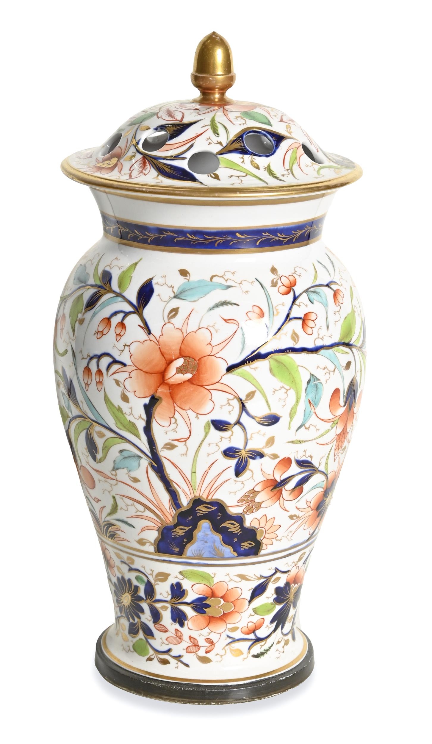A Charles Bourne pot pouri vase and cover, c.1820, decorated in a Japan ...
