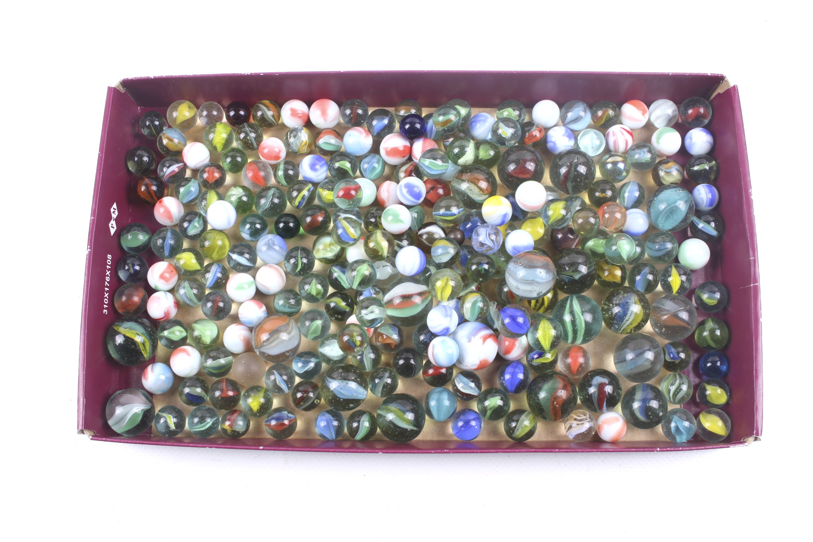 A collection of vintage glass marbles. Of various sizes and colours ...