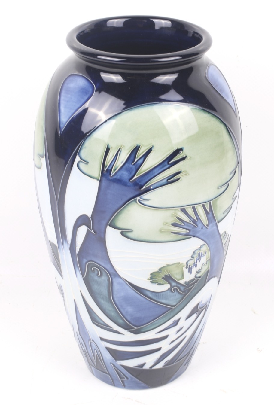 A large Moorcroft 'Knypersley' pattern vase. Impressed mark Moorcroft ...