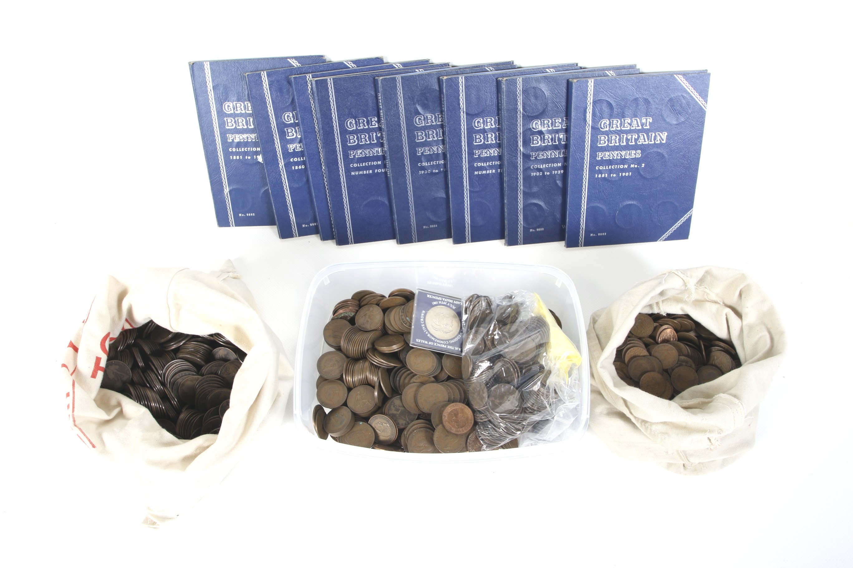 A large collection of pennies from Victoria to Elizabeth II. Including ...