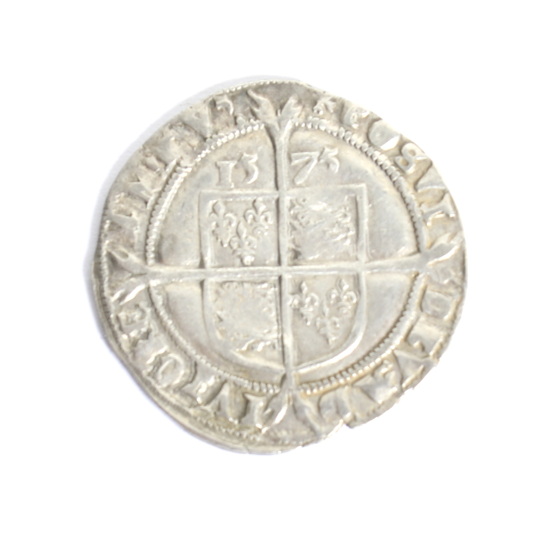 An Elizabeth I 1575 sixpence mint mark eglantine hammered coin.