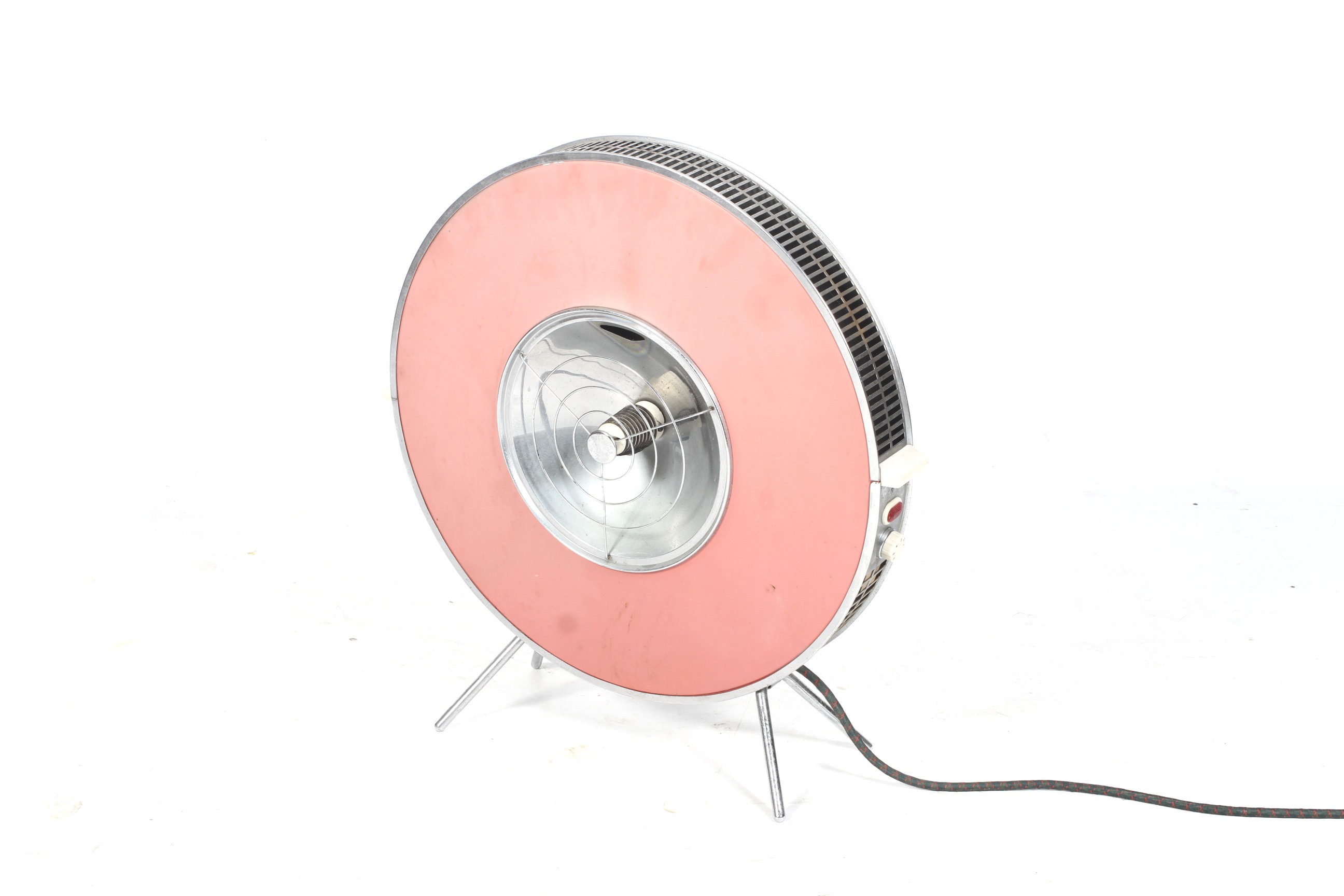 A mid-century Sofono Sputnik Atomic heater. WIth reddish and white ...