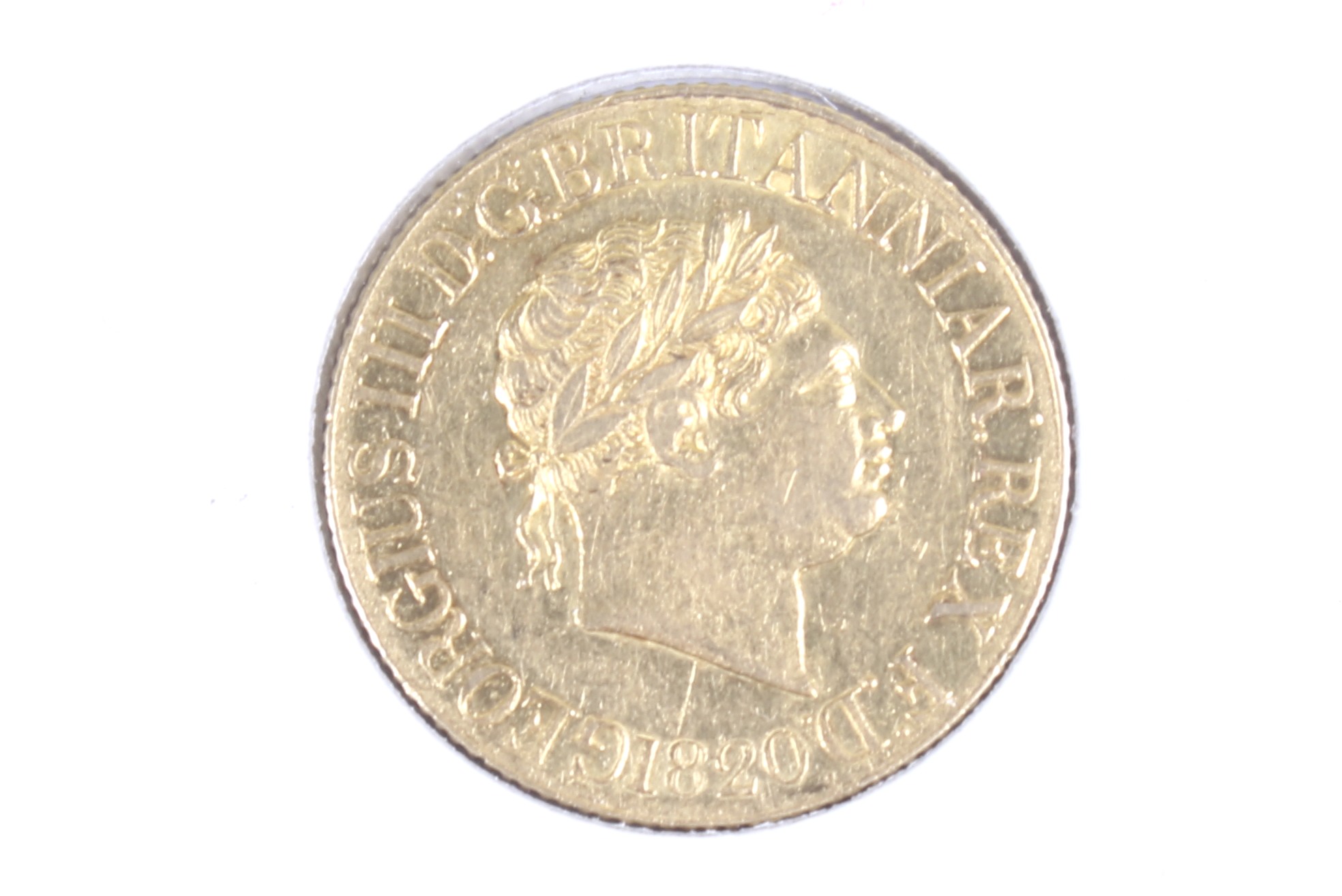 1820 George III sovereign (open '2' in date) coin.