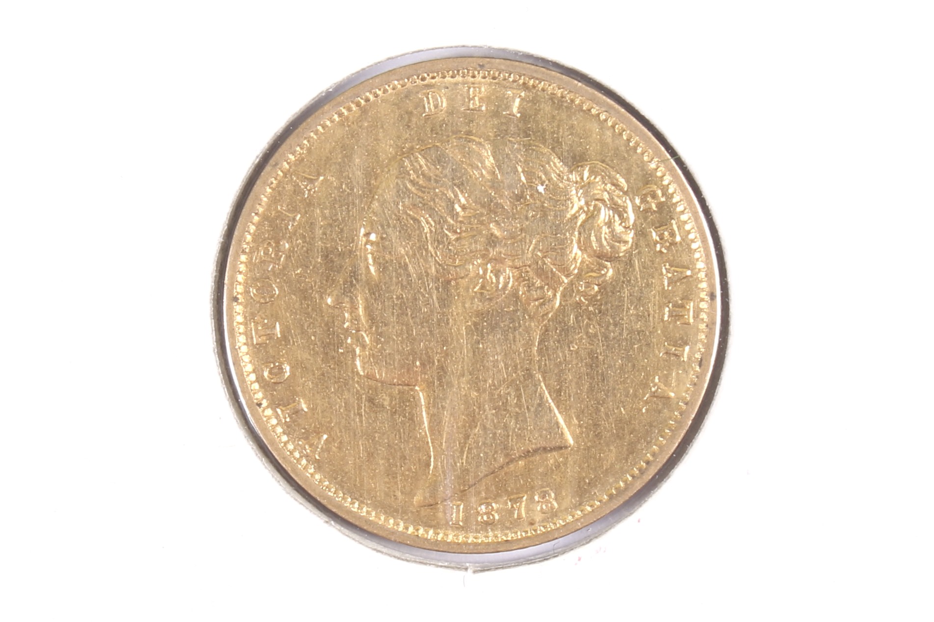 1878 Victoria gold half sovereign coin.