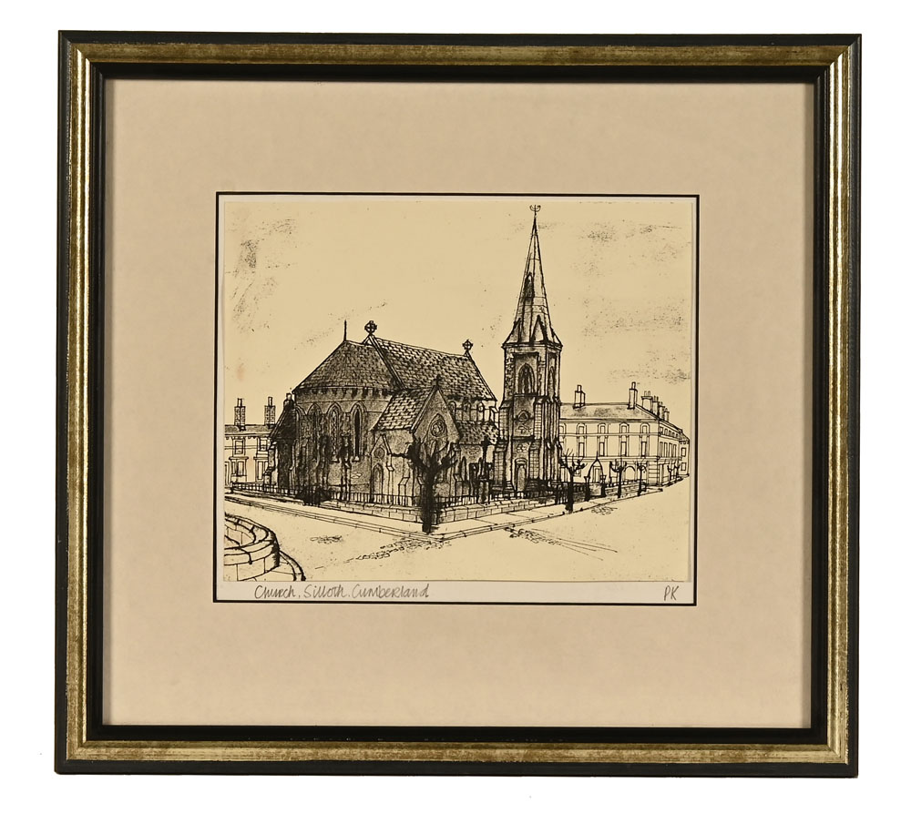 Percy Kelly (1918-1993), a Christmas Card "Church Silloth Cumberland ...