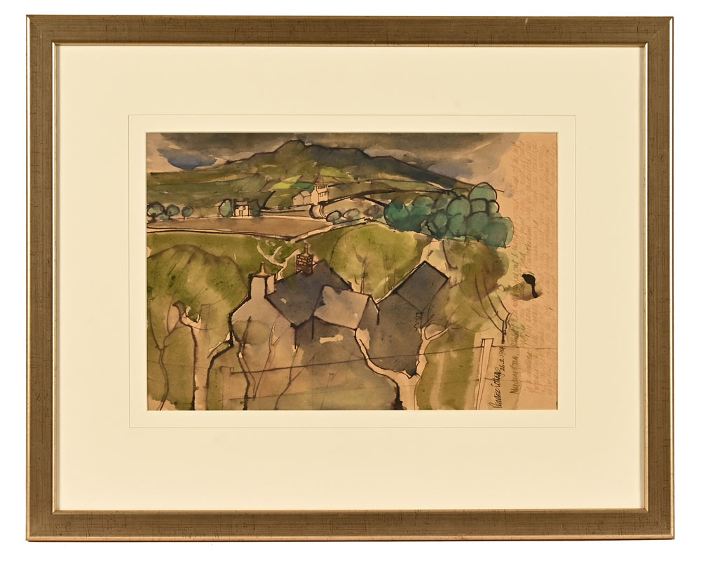 Percy Kelly (1918-1993), a watercolour illustrated letter "Pear Tree ...