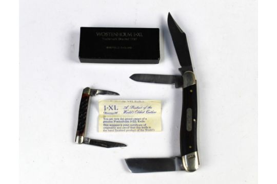 Wostenholm I* XL folding pocket knives, the first with three blades and ...
