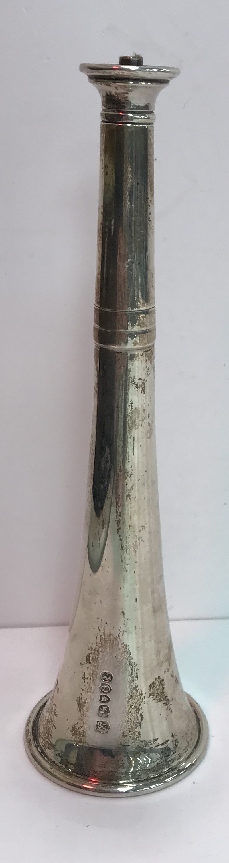 A Victorian silver table lighter in the form of a hunting horn (by ...
