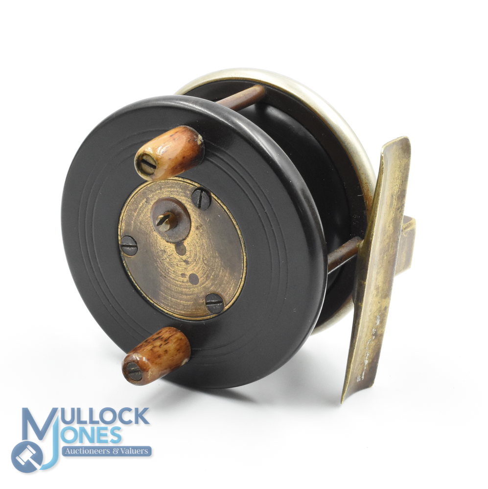 D Slater Patent 3018 wood, ebonite and brass starback centrepin reel 2 ...