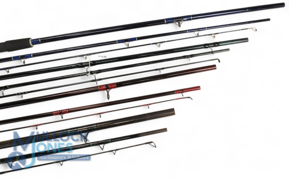 4x match fishing rods, a Shakespeare Alpha carbon match, 13' 3 piece ...