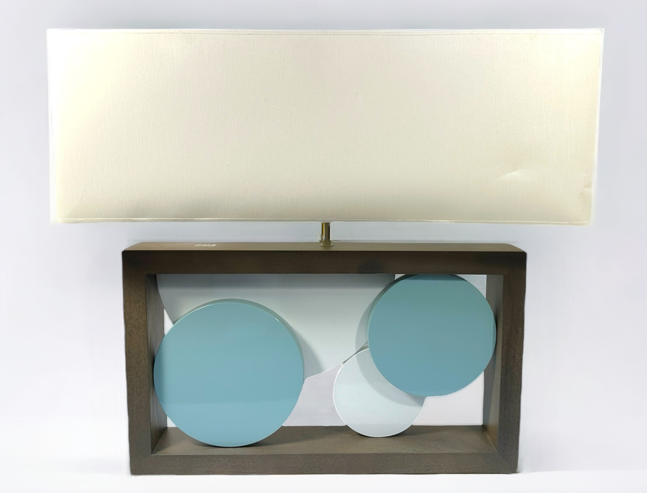A Flam Et Luce table lamp with large cuboid shade, on hollow ...