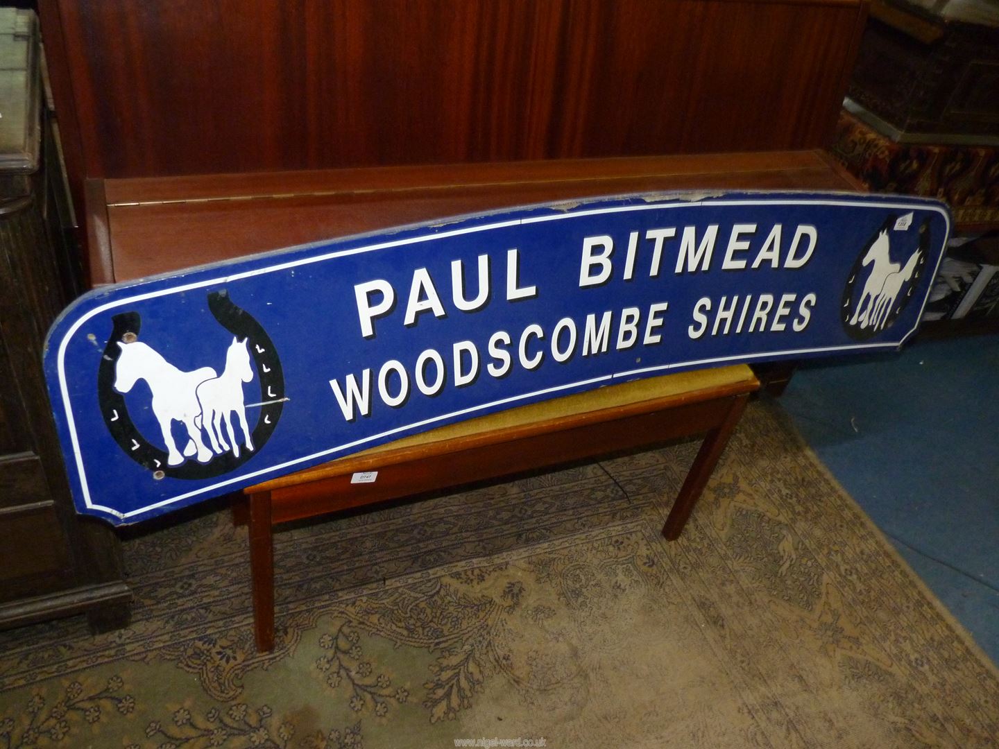 A large advertising sign for 'Paul Bitmead Shire Horses', 62" long ...