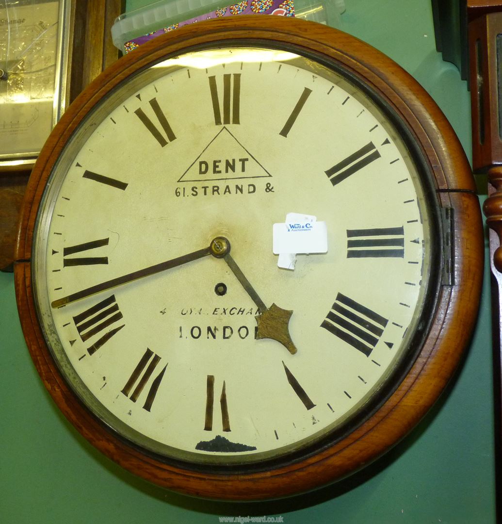 A Satinwood cased fusee Wall Clock by Dent, 61 Strand & Royal Exchange ...