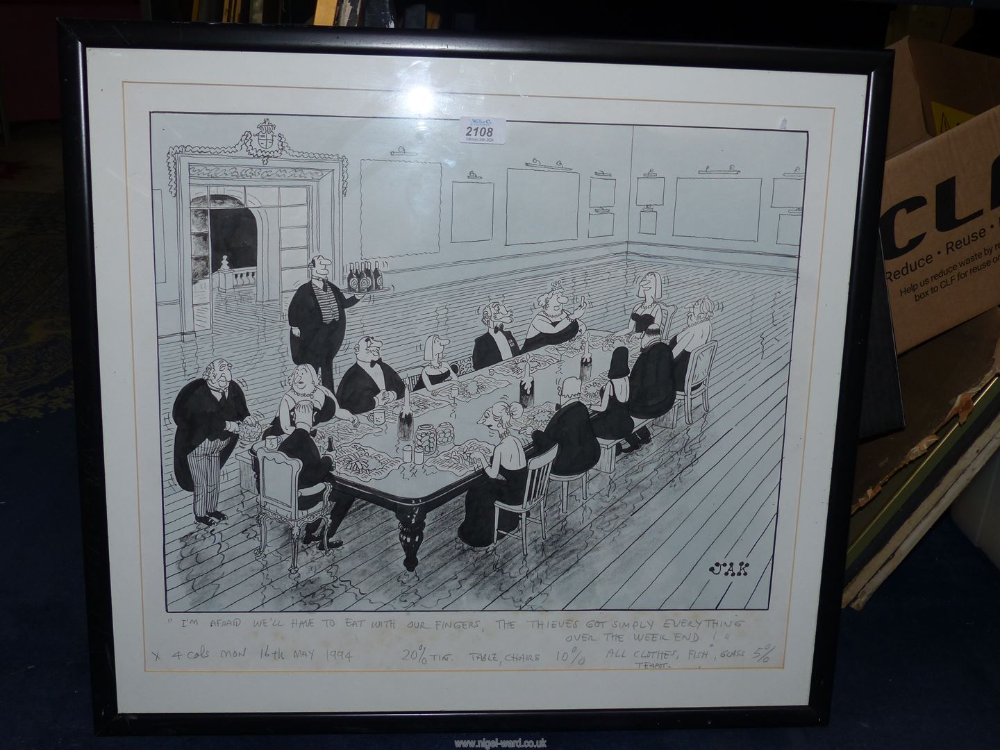 An original JAK (Raymond Jackson) Cartoon of Aristocracy eating fish ...