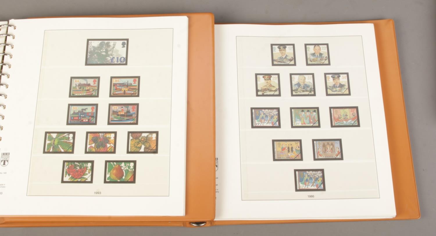 Three empty Linder Great British stamp albums, with pre-printed pages ...