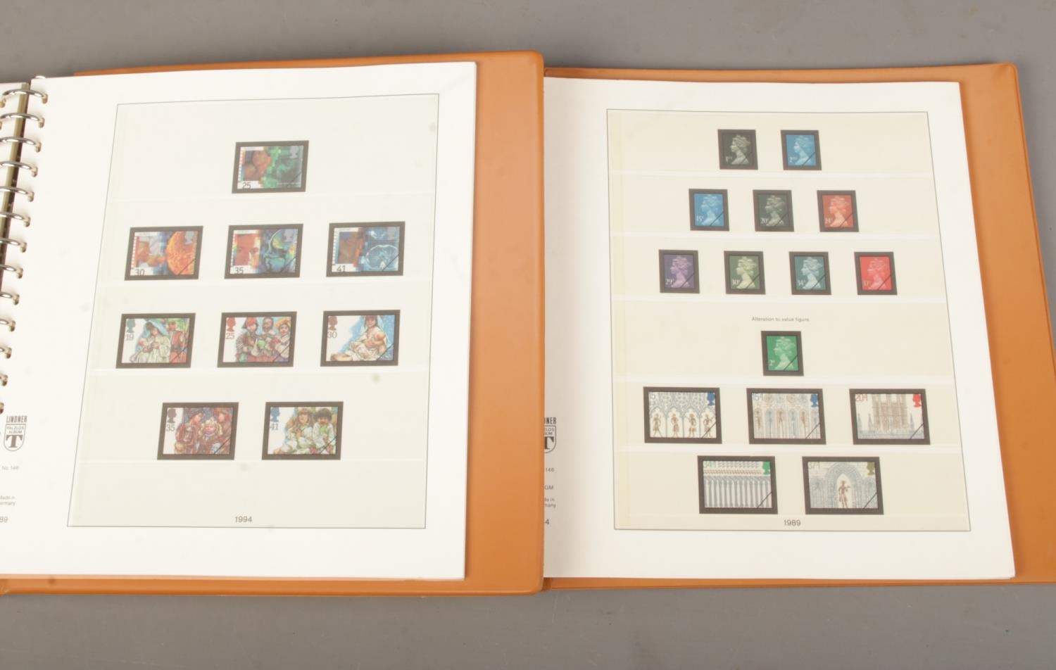 Three empty Linder Great British stamp albums, with pre-printed pages ...