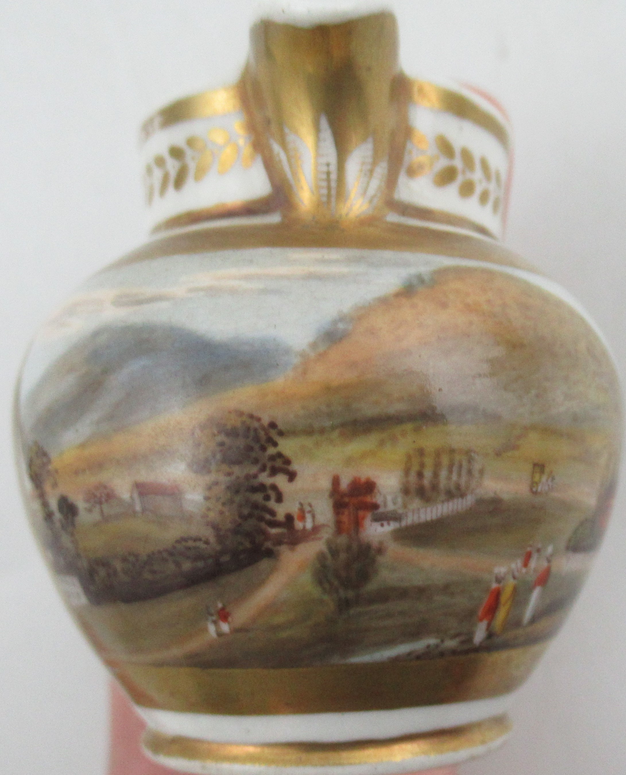 An 19th century Grainger and Co miniature jug, decorated with a view of ...