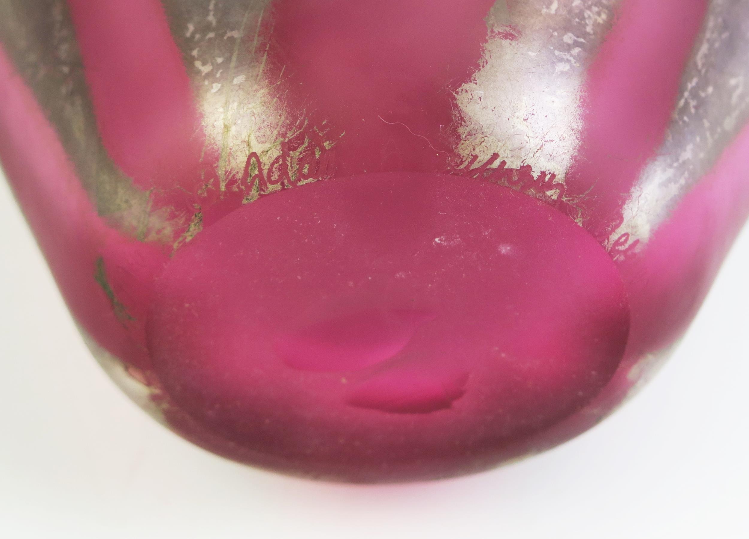 Adam Aaronson Art Glass Vase of Elongated Ovoid Form in pink with ...