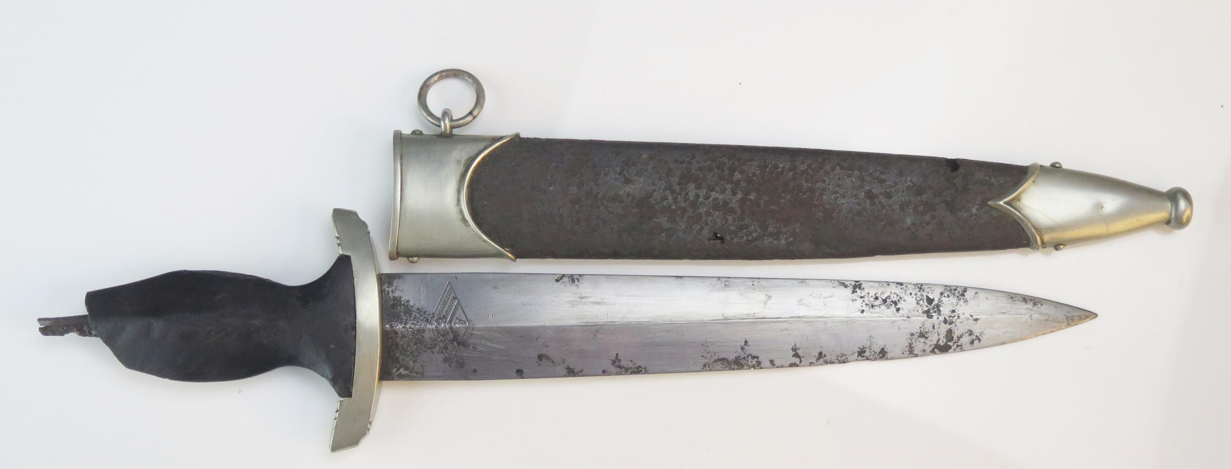 A Third Reich Period SS dagger, with 22cm etched double edged blade ...