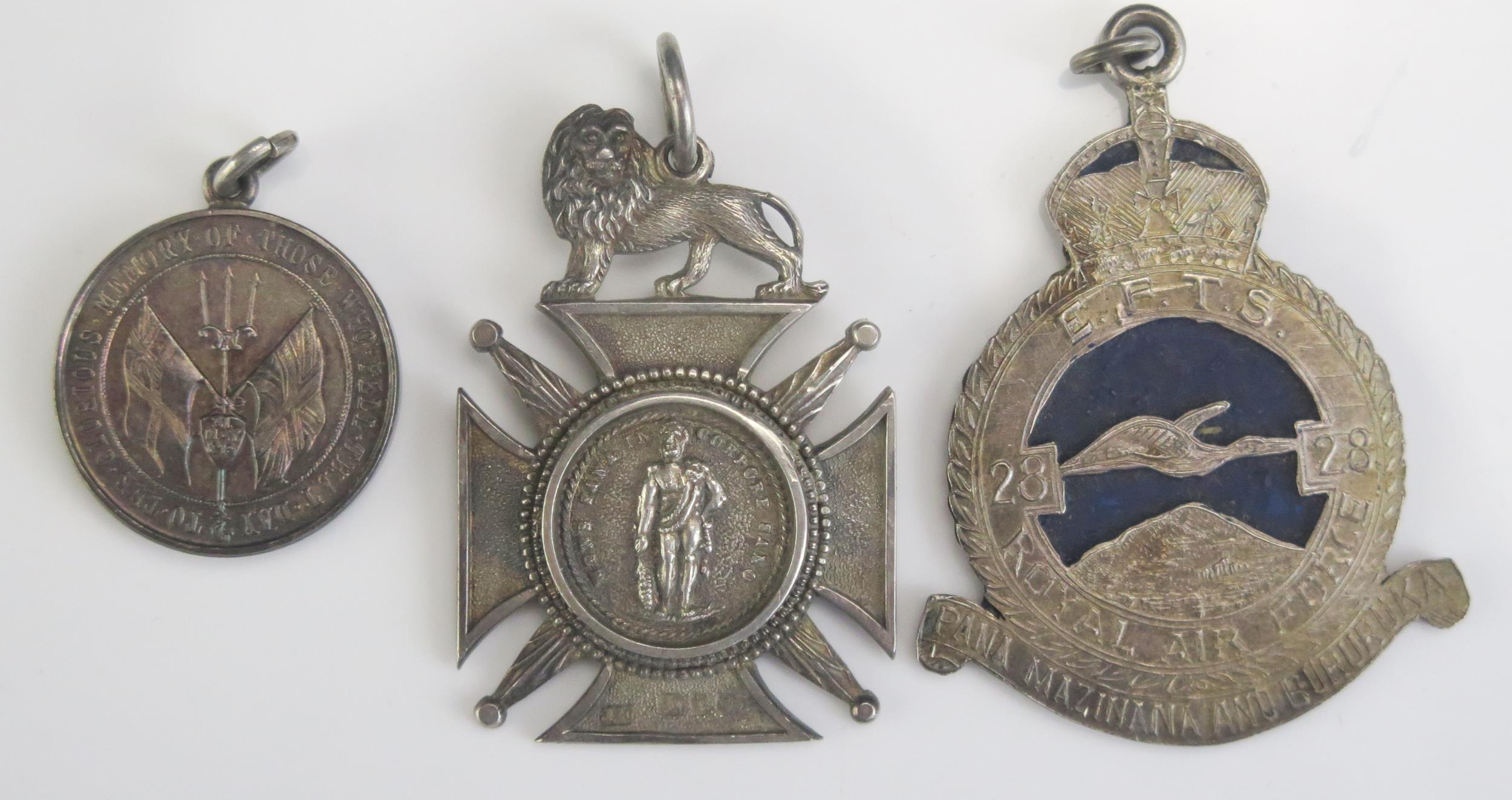 Three silver military medallions including Battle of Jutland memorial ...