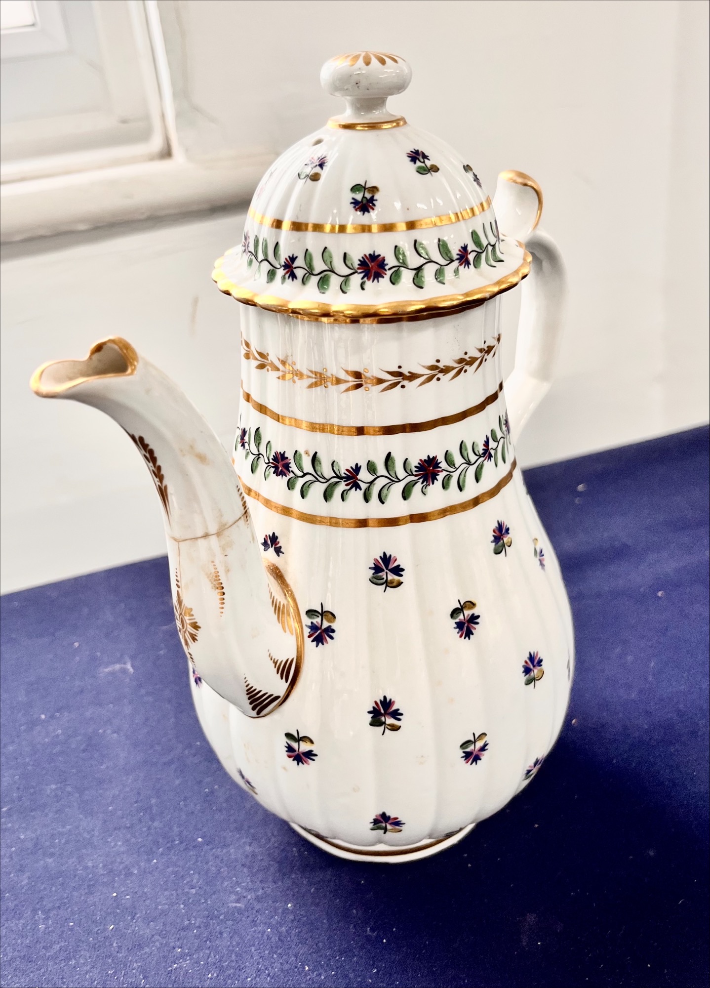 A collection of 19th century porcelain to include a coffee pot in the ...