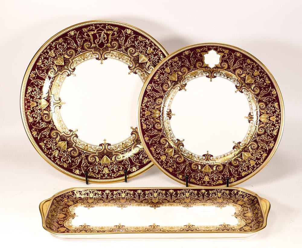 De Lamerie Fine Bone China heavily gilded Aphrodite Burgundy patterned ...