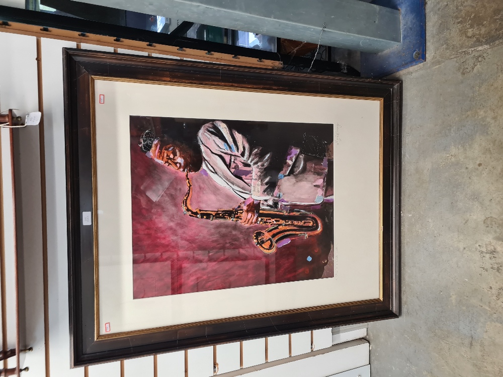 A Nigel Emery signed watercolour collage style singed and dated '04 ...