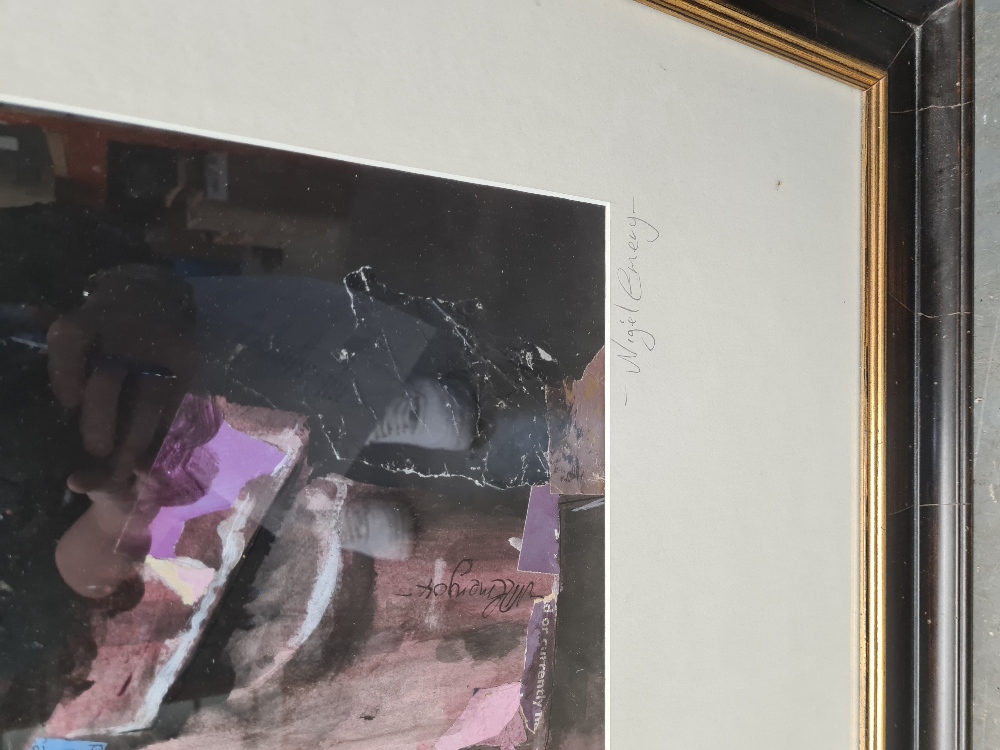 A Nigel Emery signed watercolour collage style singed and dated '04 ...