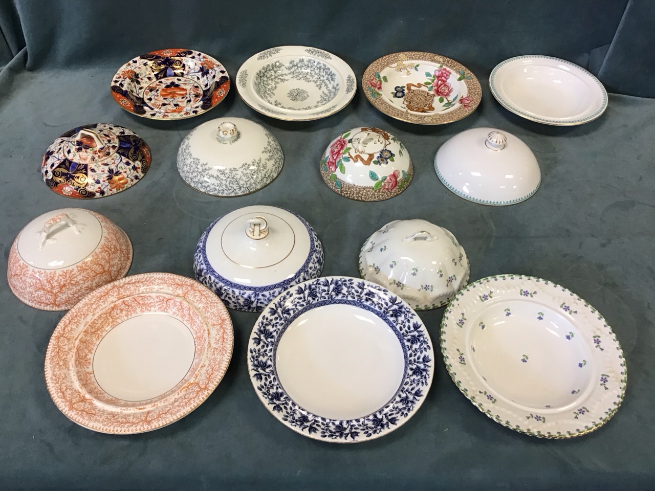 A collection of seven porcelain covered muffin dishes - Royal Worcester ...