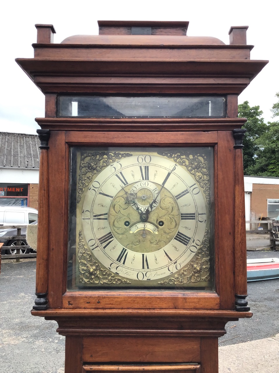 An eighteenth century mahogany longcase clock with silvered chapter ...