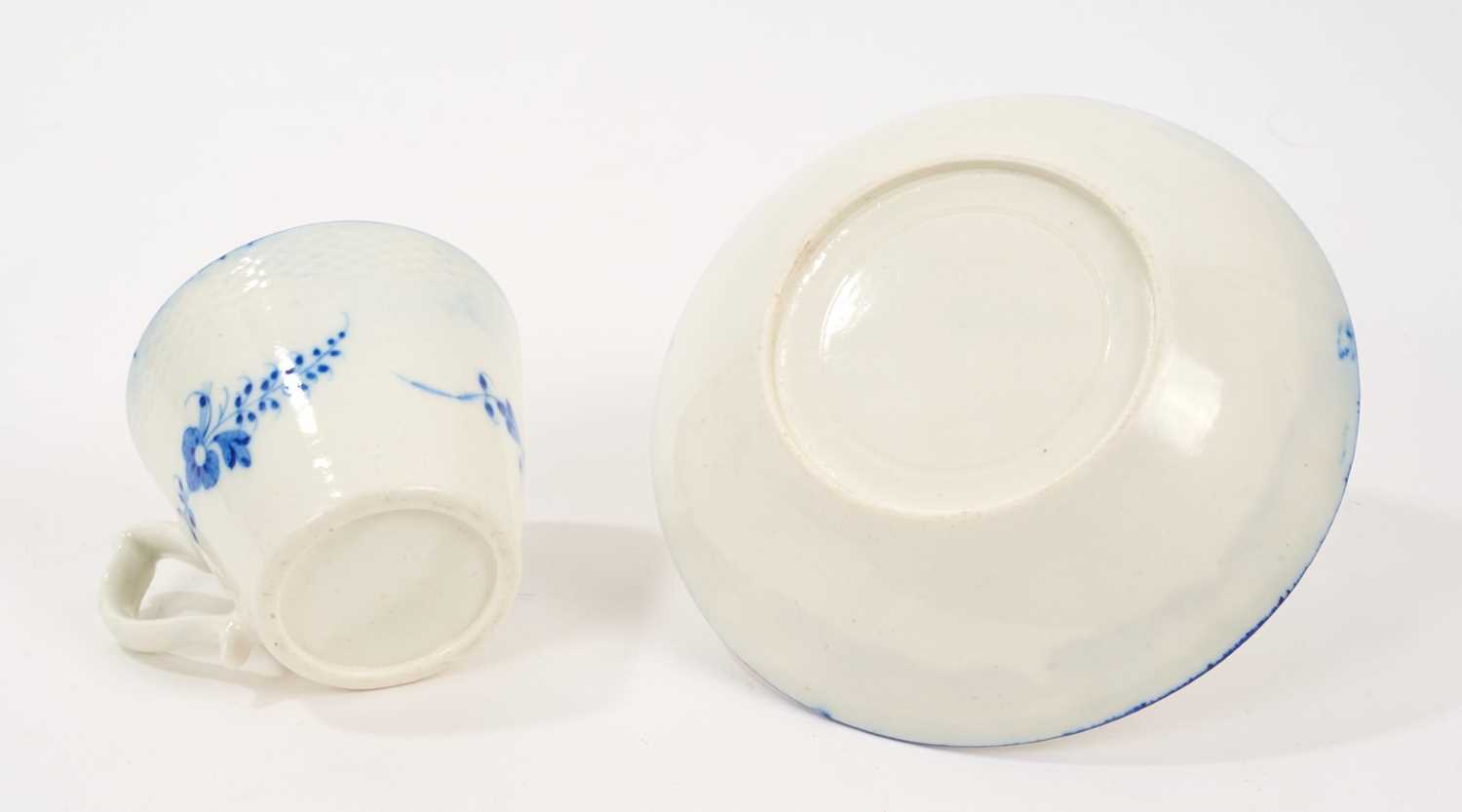 Caughley coffee cup and saucer, circa 1785, painted in blue with the ...