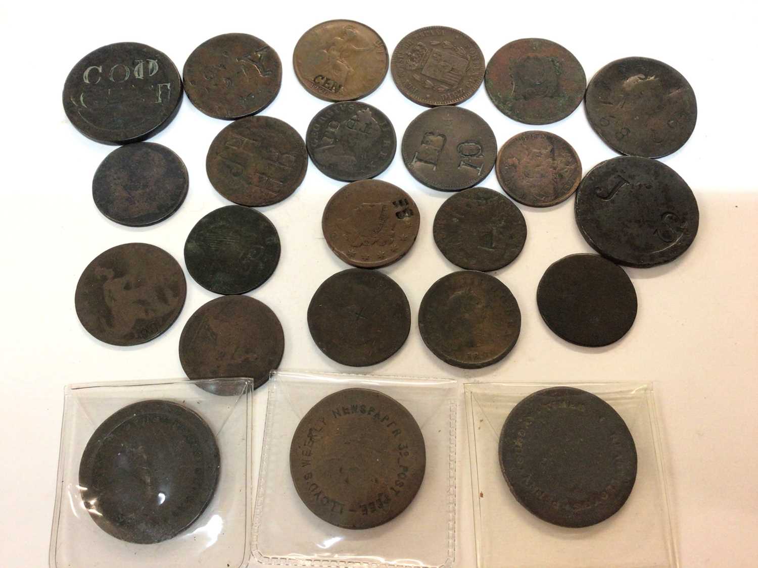 G.B. - George III copper pennies engraved for advertising purposes by ...