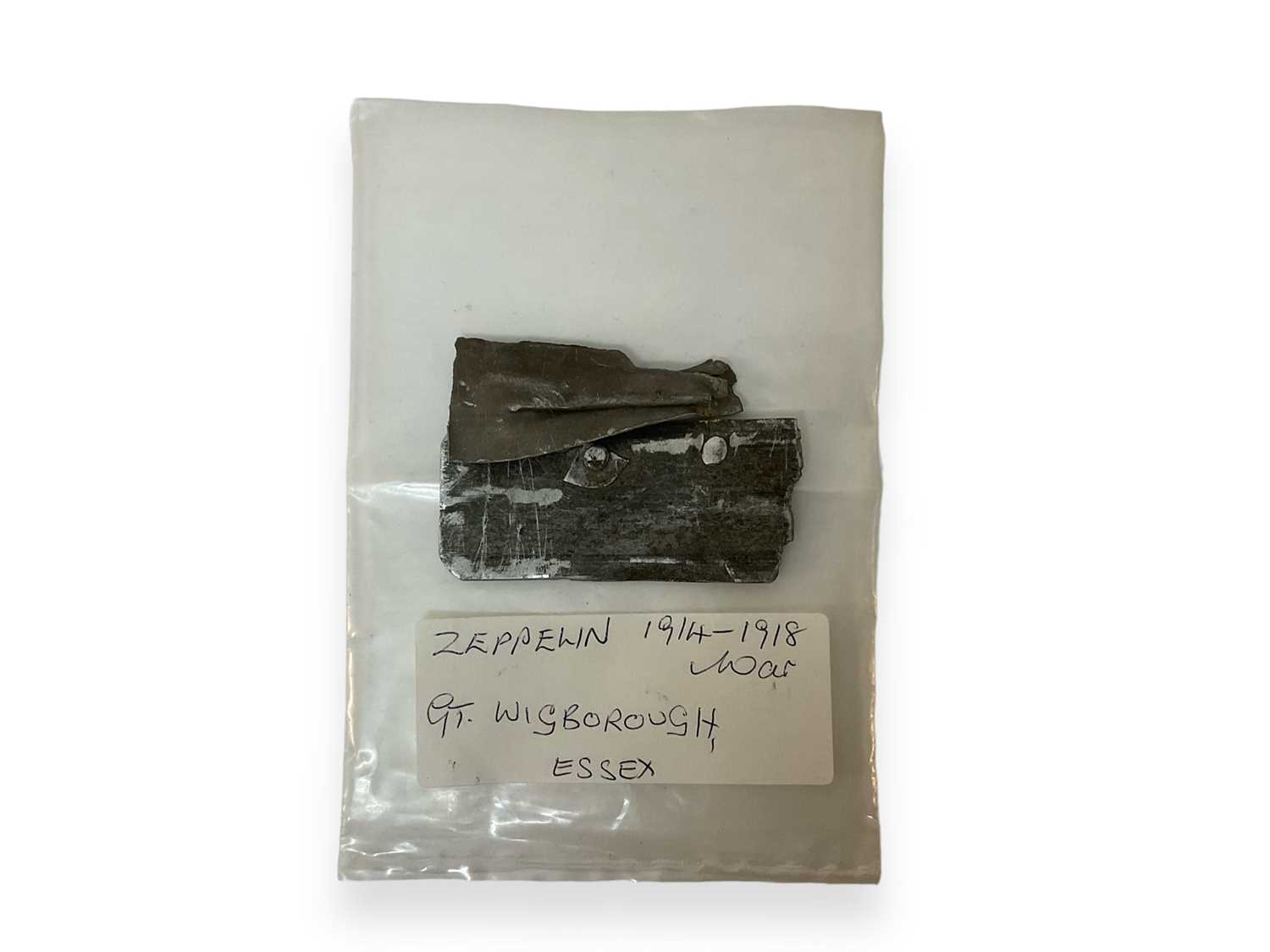Two First World War Aluminium fragments from the wreckage of Zeppelin ...