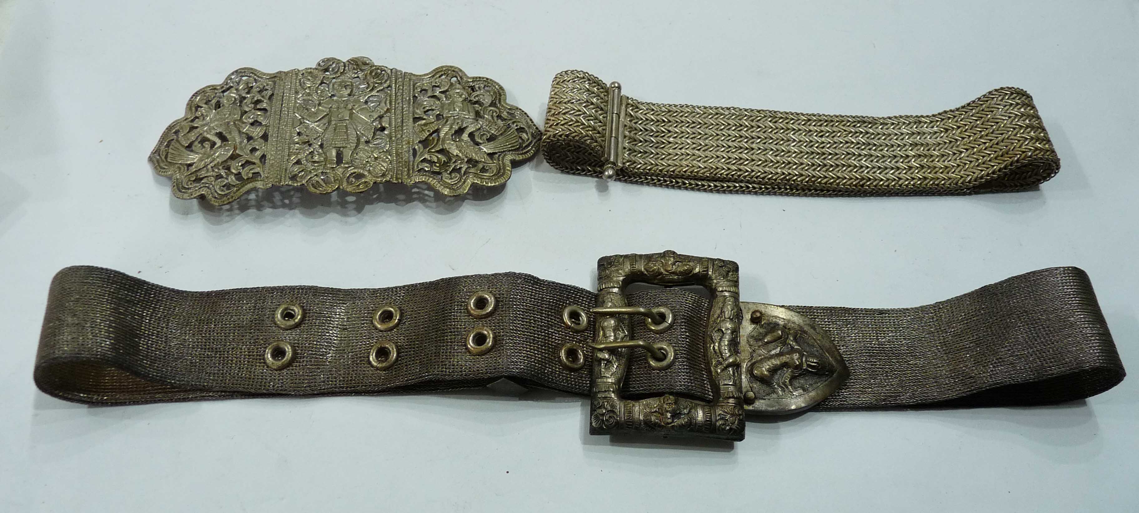 An Anglo Indian cast and pierced white metal matron's belt buckle ...