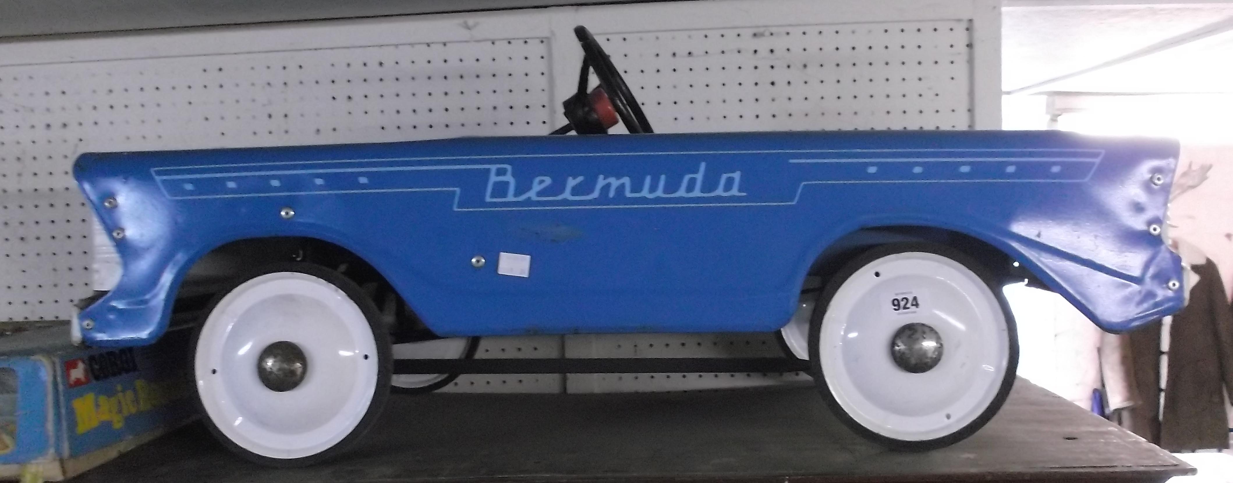A vintage Tri-ang 'Bermuda' pedal car in blue livery