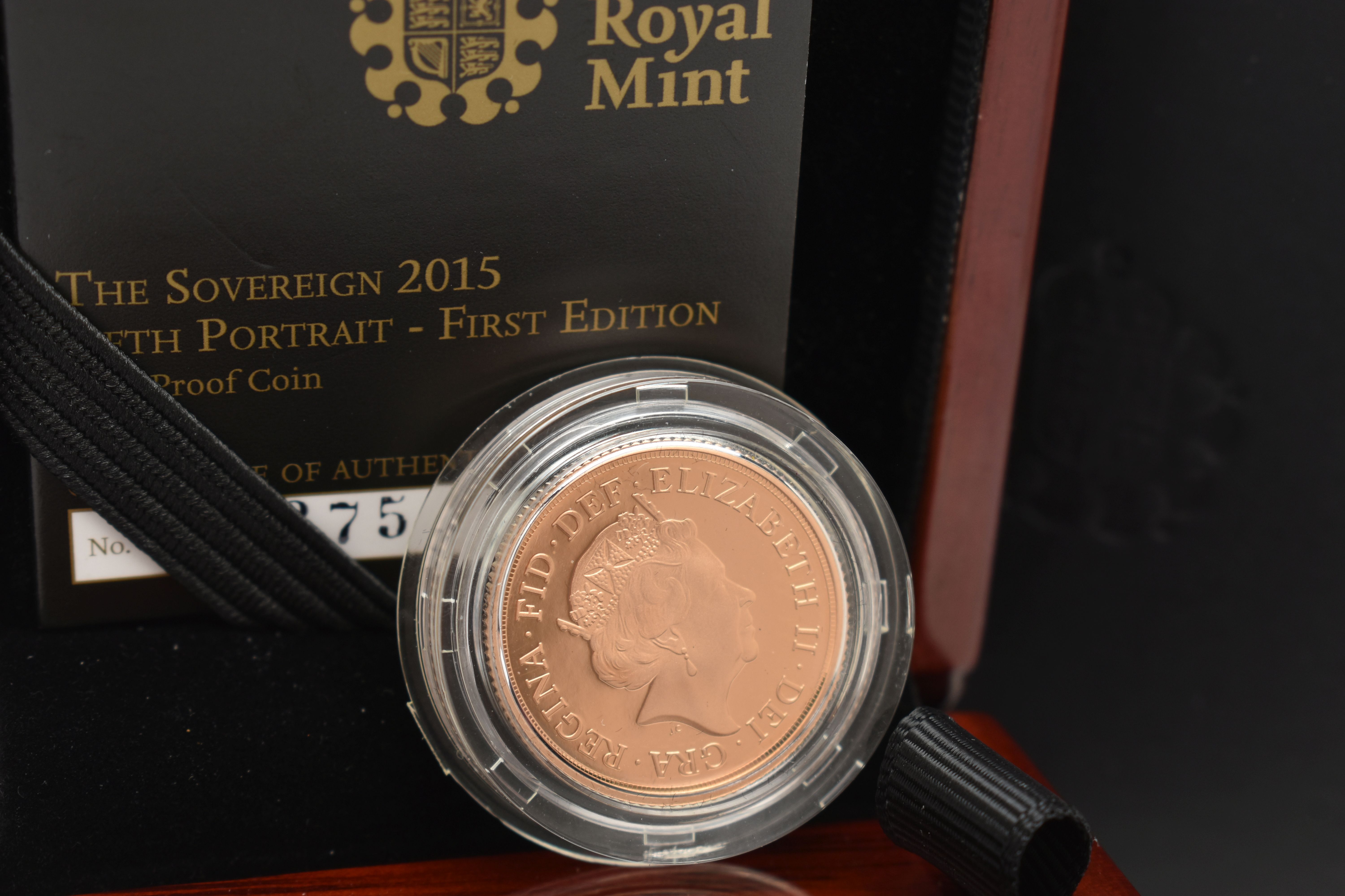 A BOXED ROYAL MINT FULL GOLD PROOF SOVEREIGN COIN 2015, fifth portrait ...