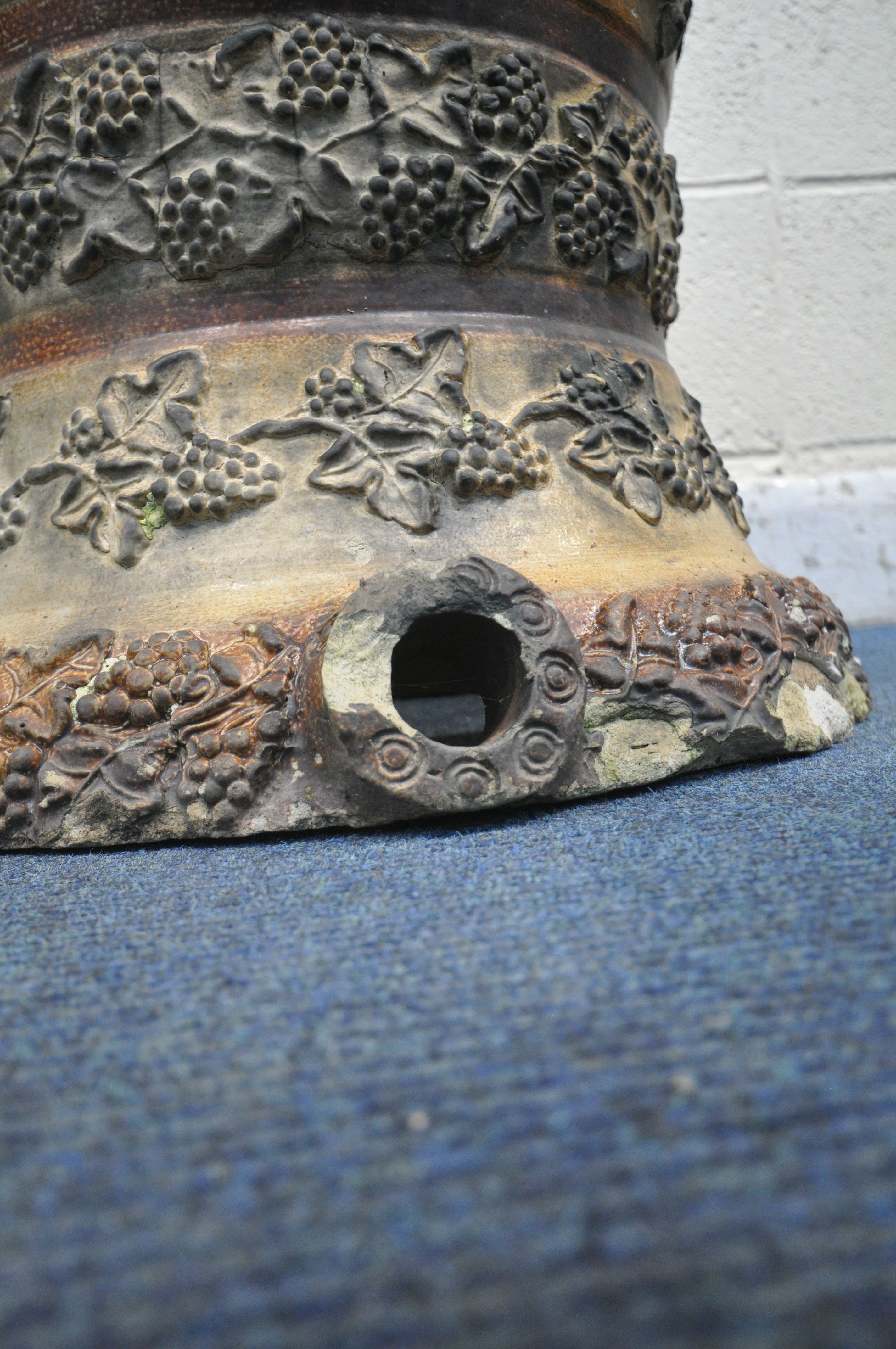 A VICTORIAN SALT GLAZED EARTHENWARE WATER FILTER, reading George Robins ...