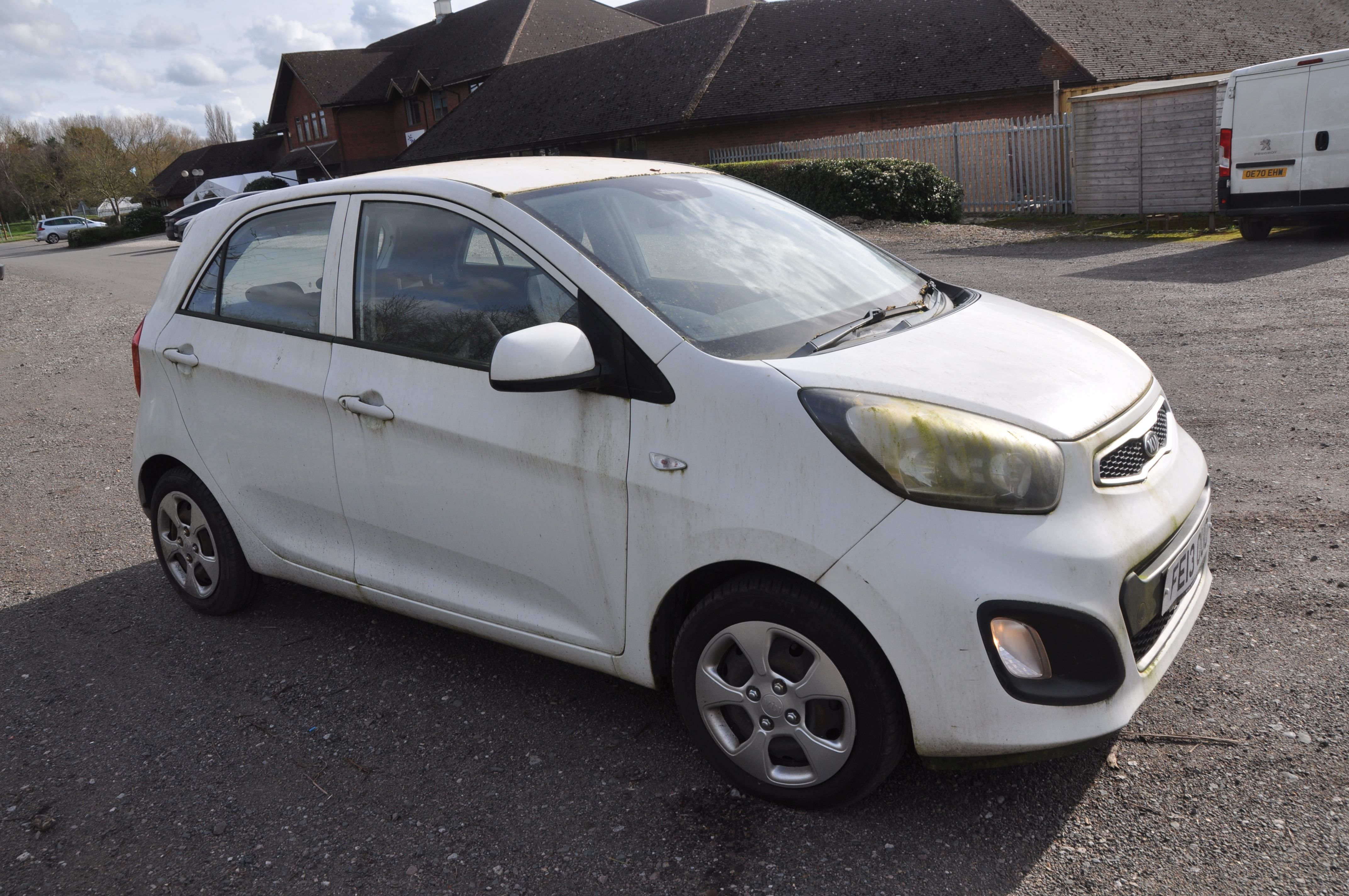 A 2013 KIA PICANTO 5 DOOR HATCHBACK in white, first registered 23/03 ...