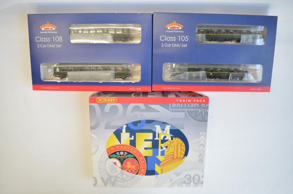 Three boxed OO gauge boxed BR green DMU sets to include Hornby R369A 3 ...