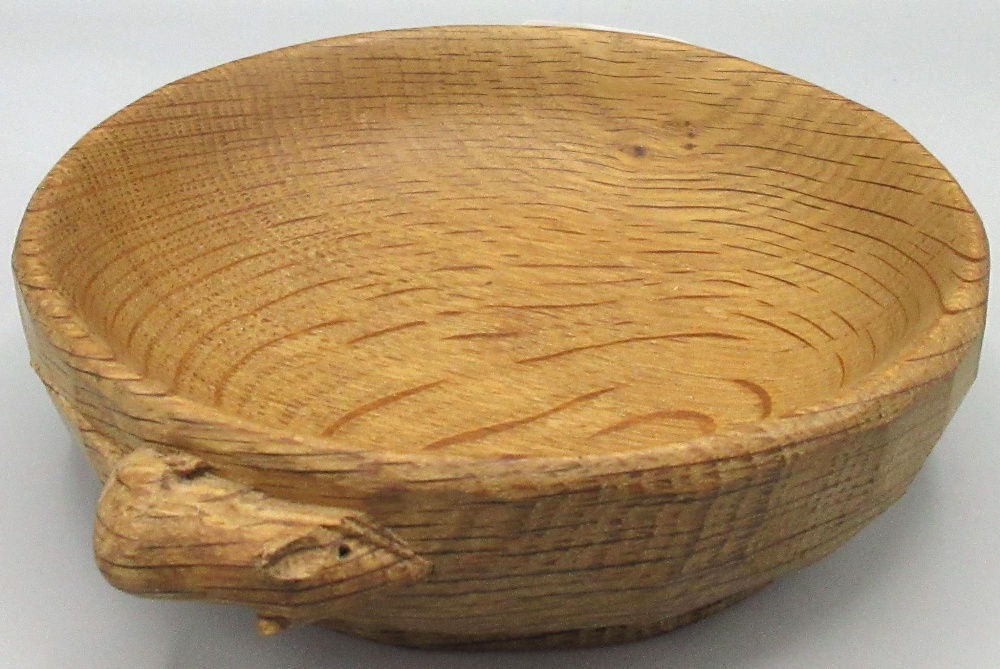 Robert Mouseman Thompson of Kilburn - an oak circular nut bowl, carved ...