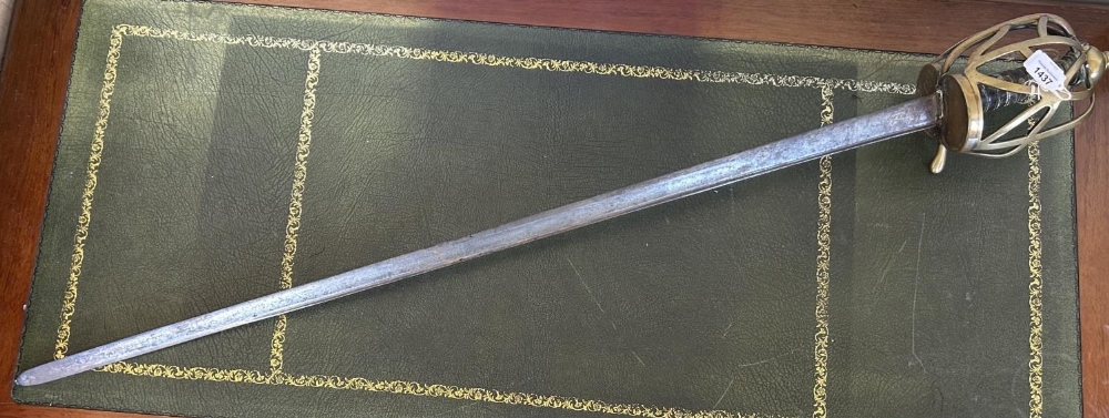 18th century Danish Pallasch cavalry sword, 38" straight blade with ...