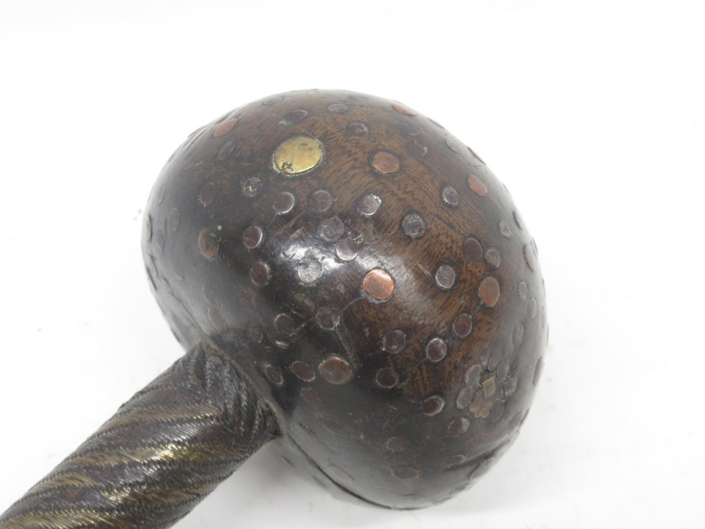 Circa 19th century Zulu / African knobkerrie club, the head with metal ...