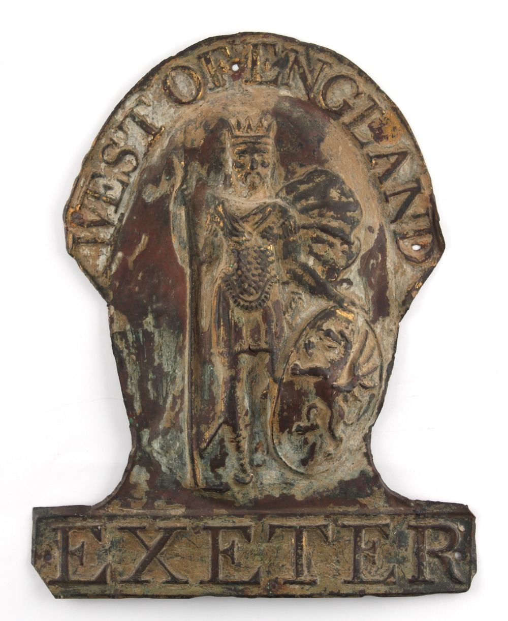 Property of a lady - a 19th century copper firemark inscribed 'WEST OF ...