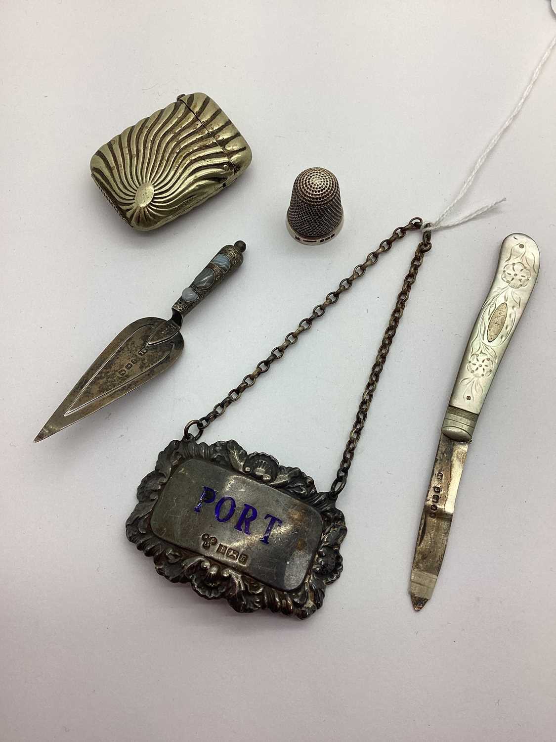 A Hallmarked Silver and Banded Agate Inset Miniature Trowel Bookmark ...