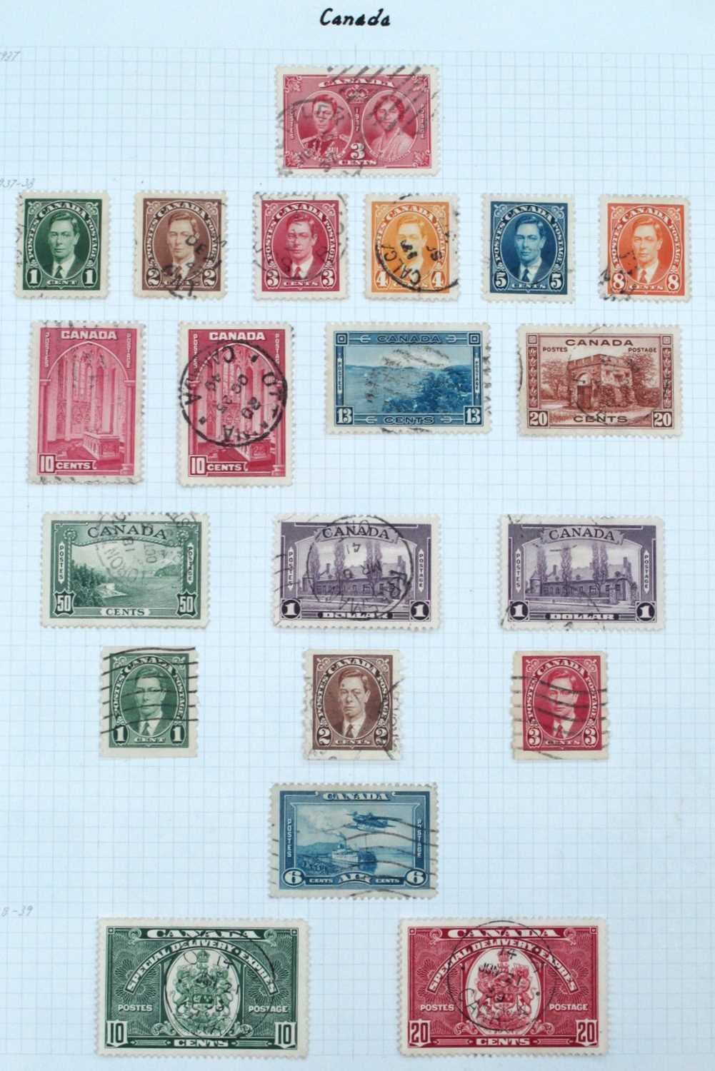 Stamps; A collection of used King George VI stamps from Canada and ...