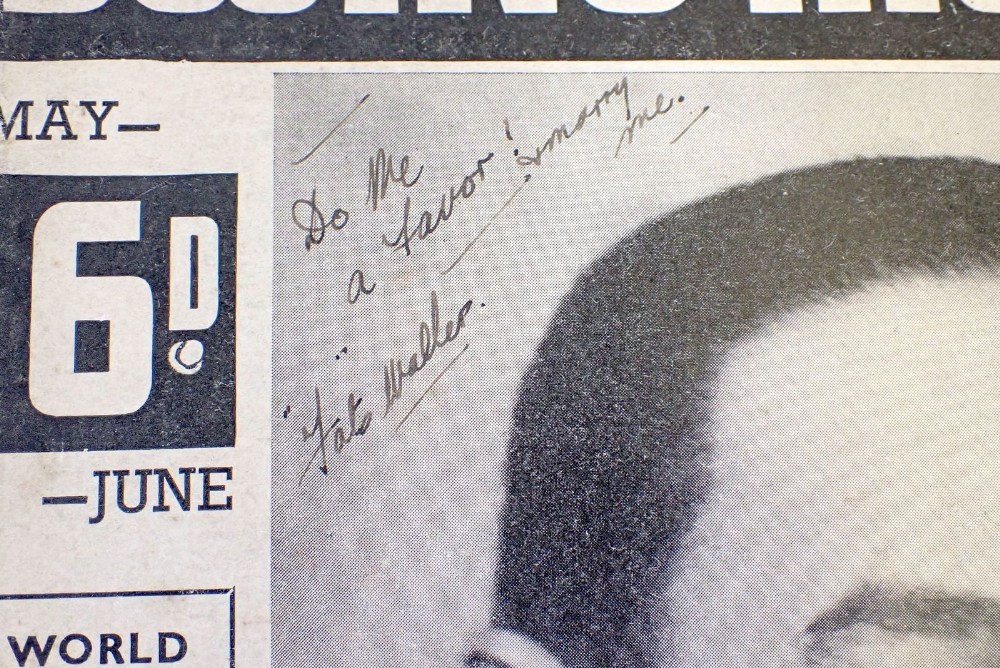 A Swing Music magazine signed by Fats Waller 'Do me a favour, marry me'