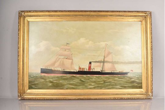 Joseph Coates, oil on canvas of the steam and sail ship St Helier ...