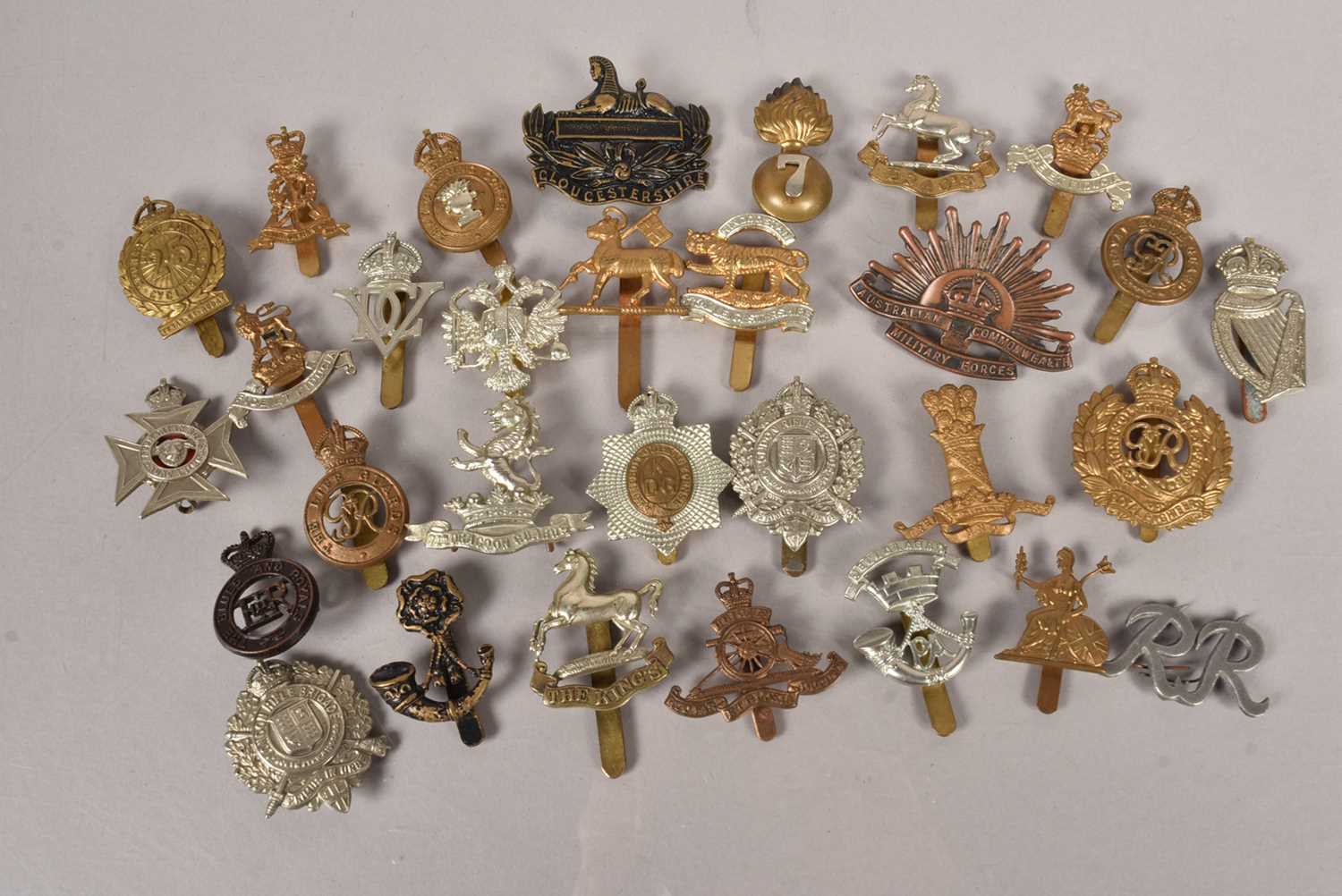 British Cap Badges, including Royal Engineers, Royal Horse Guards, Army ...
