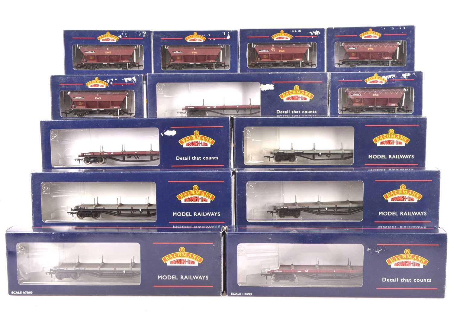 Bachmann OO Gauge EWS Hopper Wagons and Bogie Bolster Wagons (13), all ...